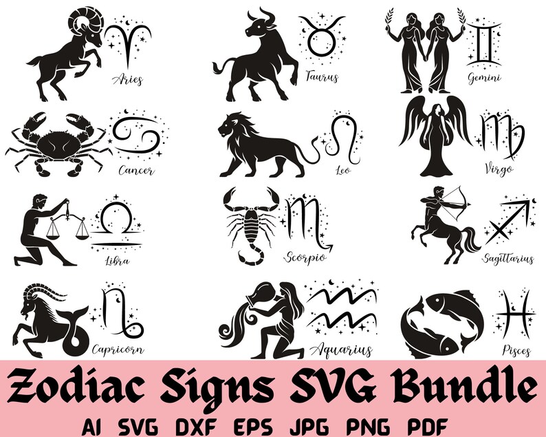 Zodiac Sign SVG Bundle Zodiac Signs SVG Zodiac Sign Clipart - Etsy