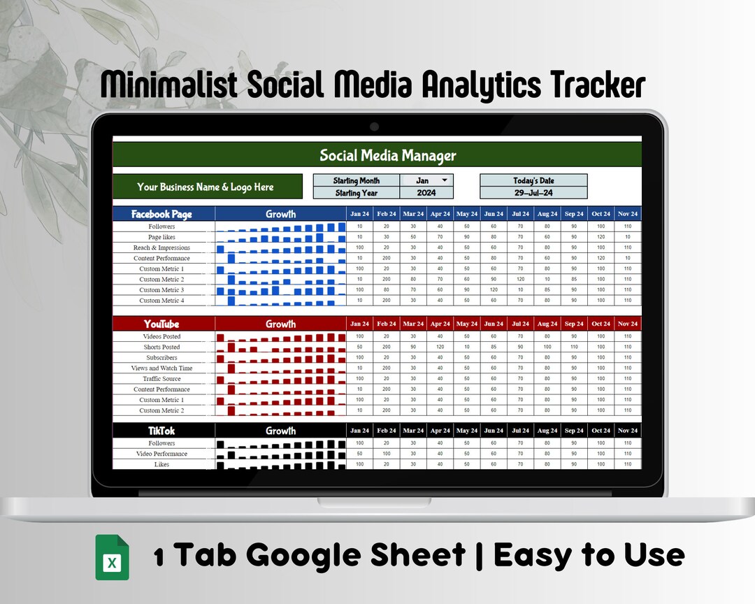 2025 Social Media Manager Google Sheet, Social Media Analytics Tracker ...