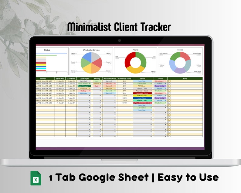 Client Tracker, Client Tracker Spreadsheet, Client Tracker Google ...