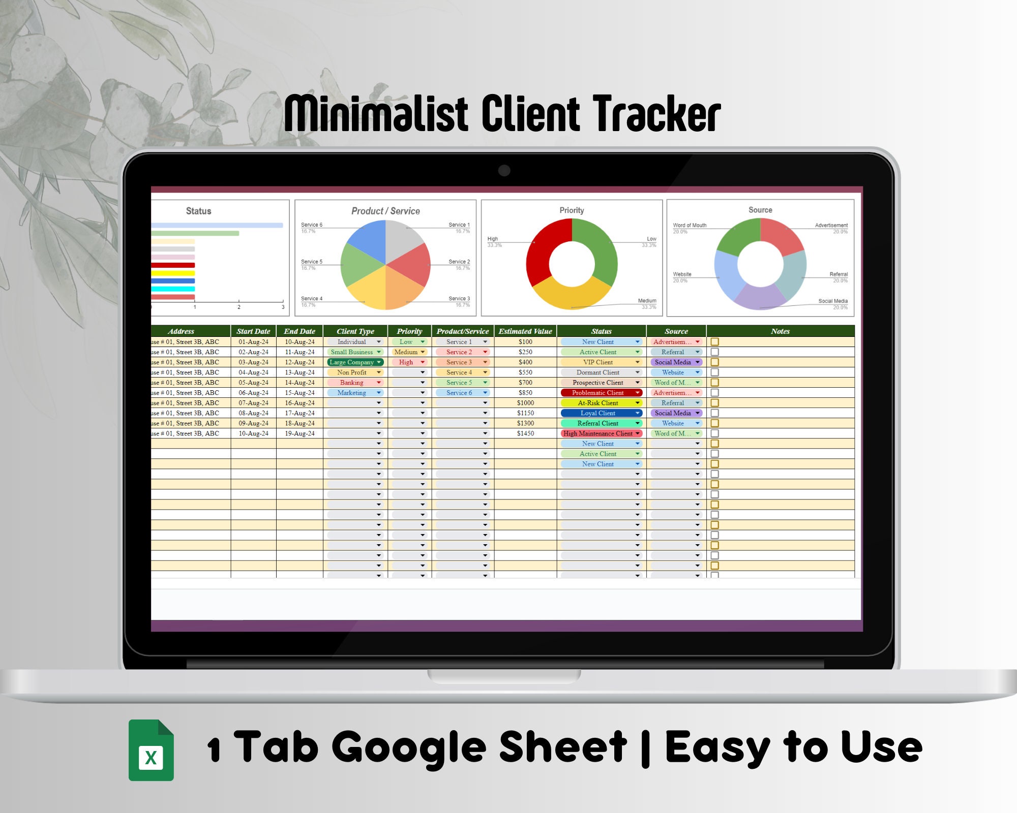 Client Tracker, Client Tracker Spreadsheet, Client Tracker Google ...