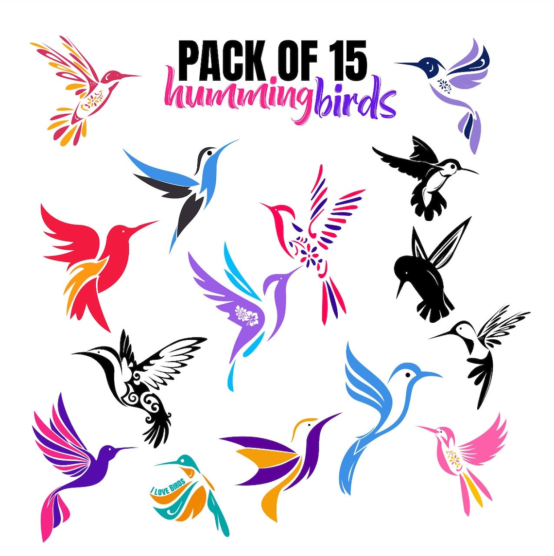 15 Hummingbird Svg Bundle, Hummingbird Svg, Hummingbird Clipart ...