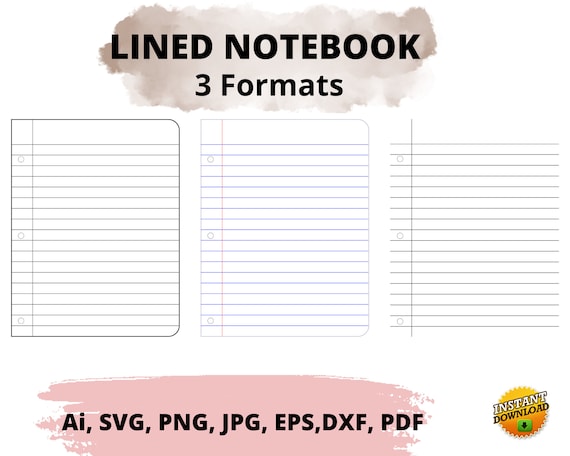 Lined Notebook Paper Svg Ruled Notebook Paper Svg Notebook - Etsy