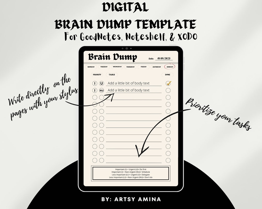 ADHD Digital Brain Dump Planner, Thought Organizer, ADHD Brain Dump ...