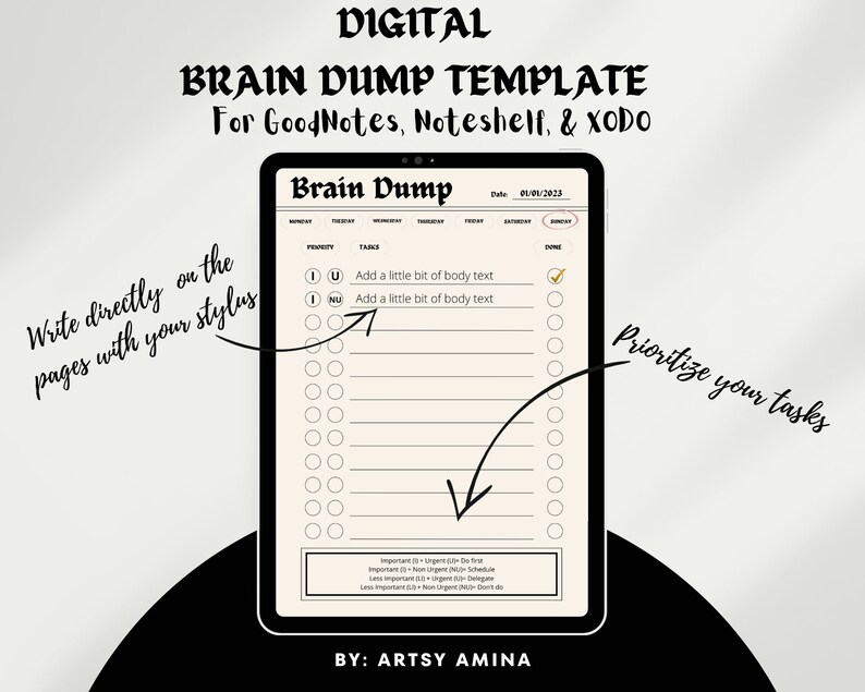 ADHD Digital Brain Dump Planner, Thought Organizer, ADHD Brain Dump ...