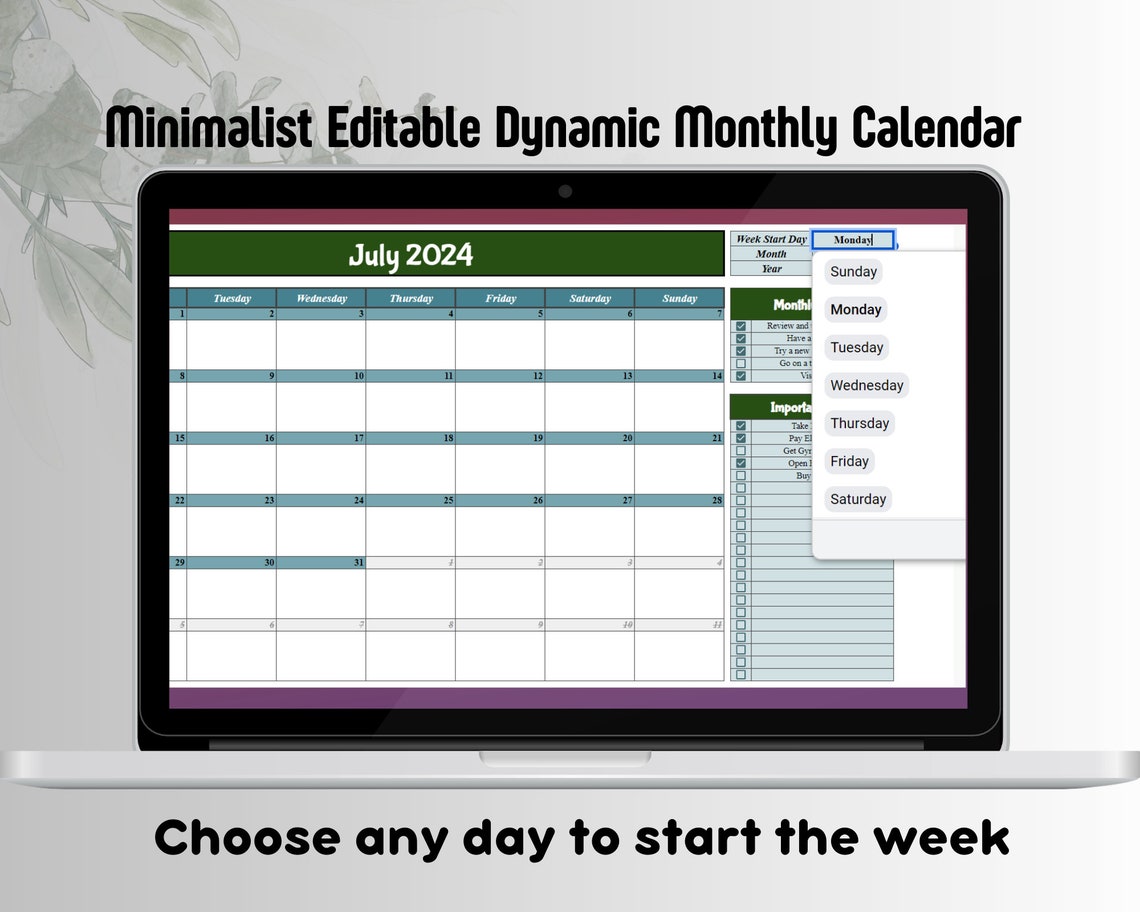 Editable Monthly Calendar Google Sheets, 2026 Calendar Template, 2026 ...