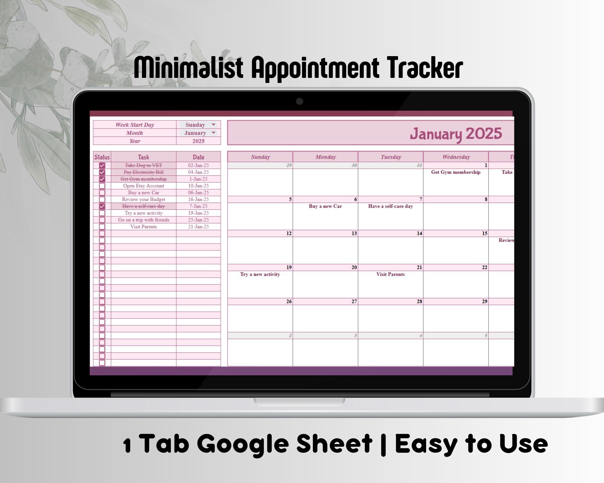 2025 Editable Monthly Calendar Google Sheets, Calendar Template, 2025 ...