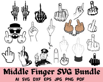 Middle Finger Svg, Hand Sign Svg, Vector Cut File for Cricut ...