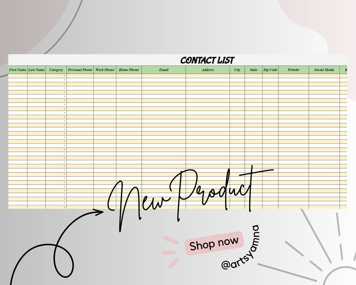 2025 Contact List Template, Contact List Template Google Sheet ...