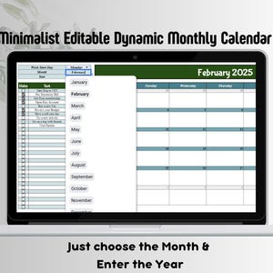 2025 Editable Monthly Calendar Google Sheets, Calendar Template, 2025 ...