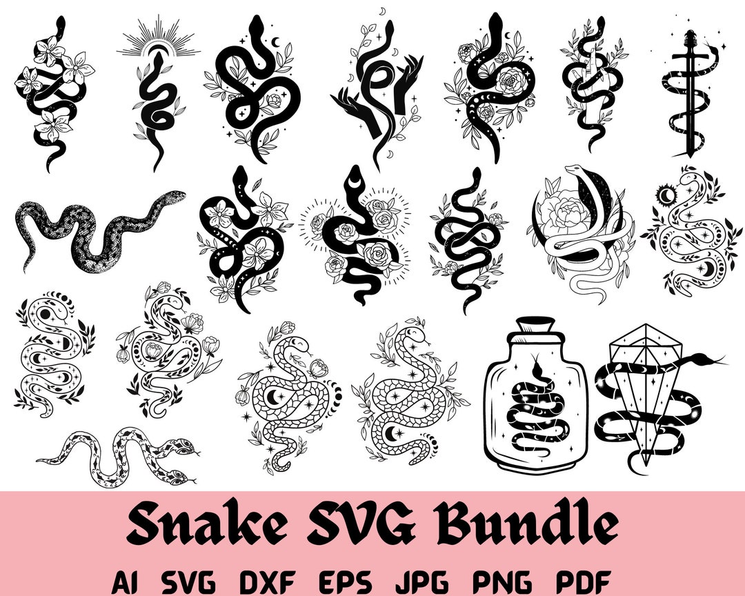Snake SVG, Snake Svg Bundle, Snake Png, Snake Vector, Floral Snake Svg ...