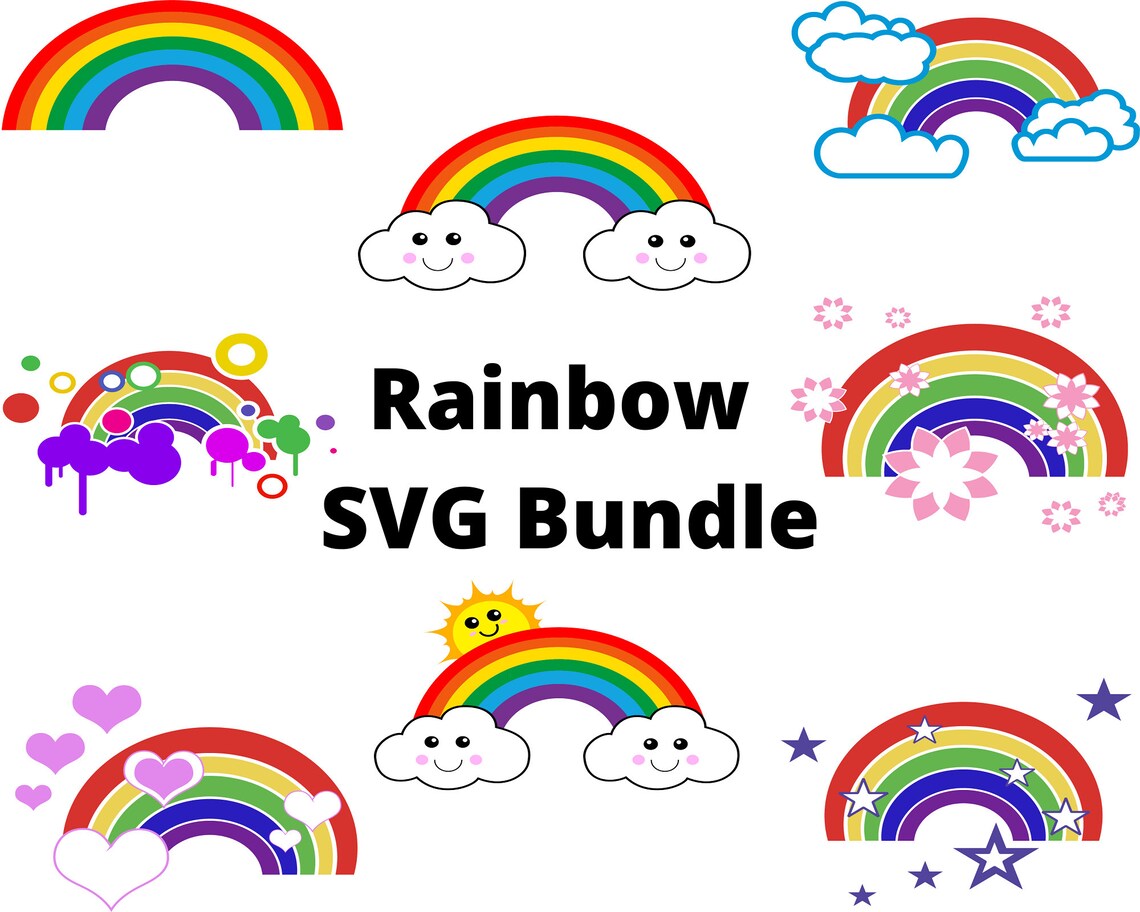Rainbow Svg Bundle, Rainbow Svg, Rainbow Clipart, Rainbow Vector ...