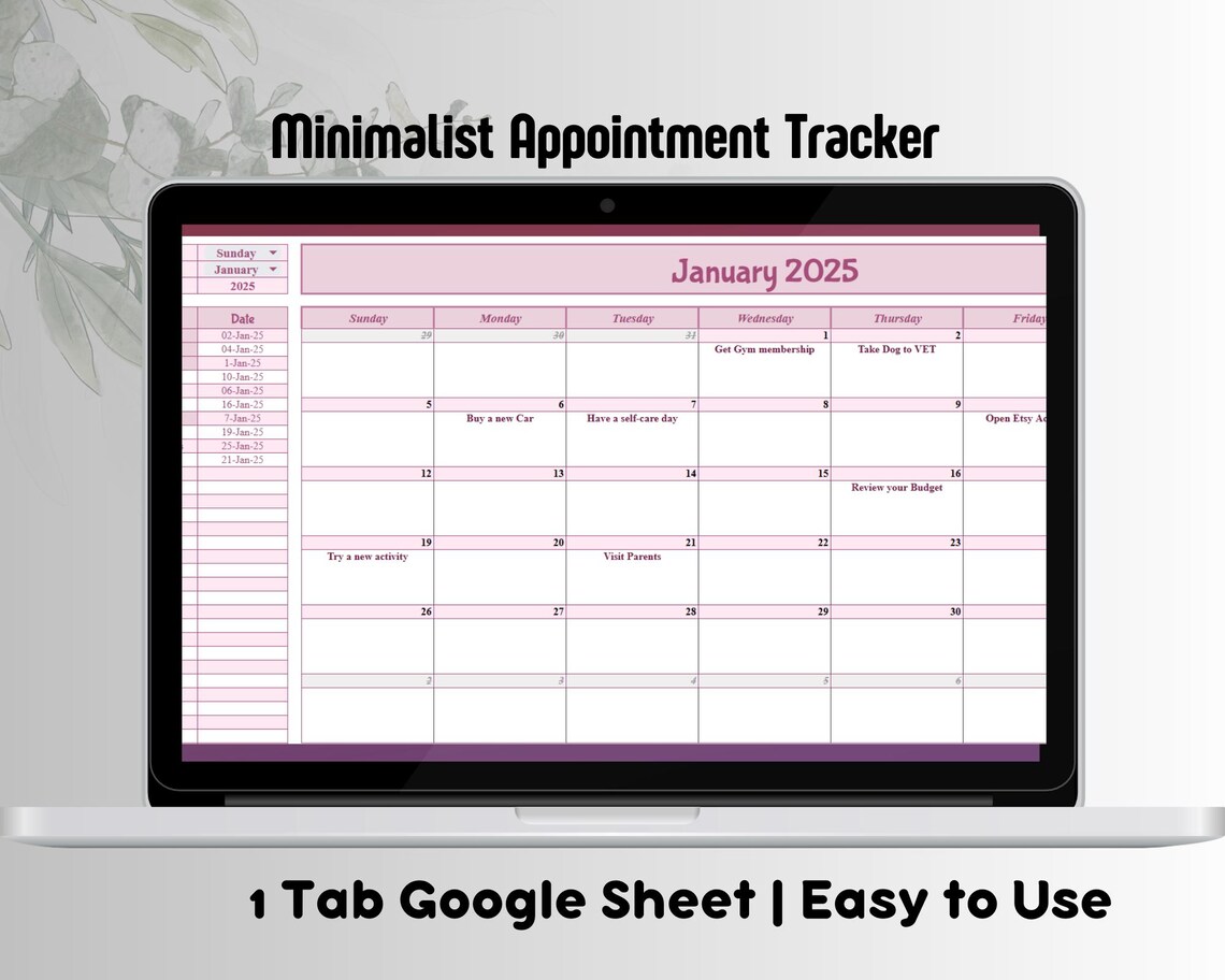2025 Editable Monthly Calendar Google Sheets, Calendar Template, 2025 ...