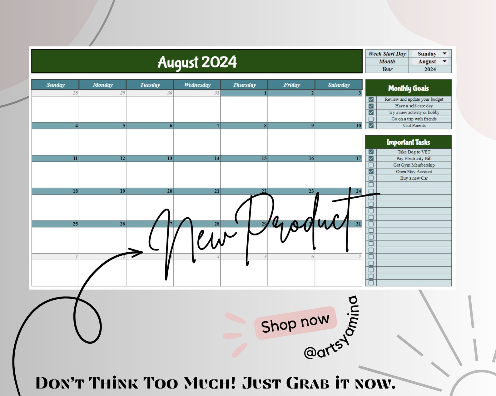 Editable Monthly Calendar Google Sheets, 2025 Calendar Template, 2025 ...