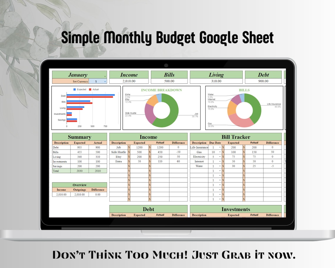 2025 Budget Planner for Google Sheets, Monthly Budget Spreadsheet ...