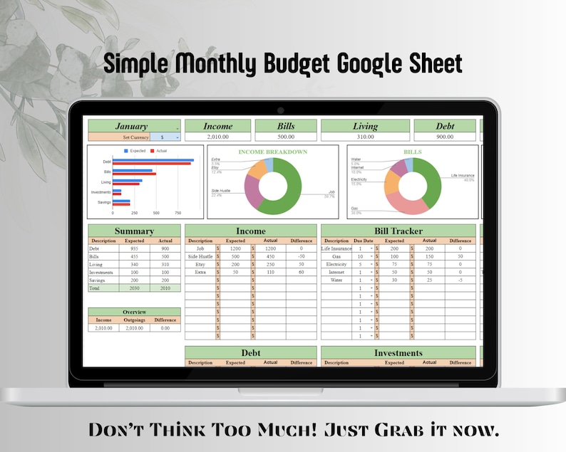 2024 Budget Planner for Google Sheets, Monthly Budget Spreadsheet ...