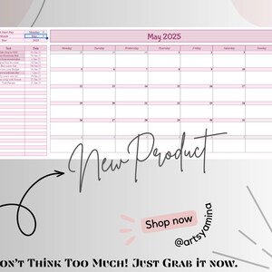 2025 Editable Monthly Calendar Google Sheets, Calendar Template, 2025 ...