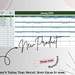 2025 Editable Monthly Calendar Google Sheets, Calendar Template, 2025 ...