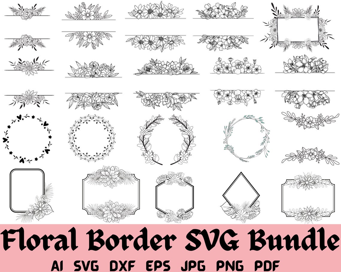 20 Wreaths SVG DXF PNG Wreath Svg Bundle Circle Svg Bundle Floral ...