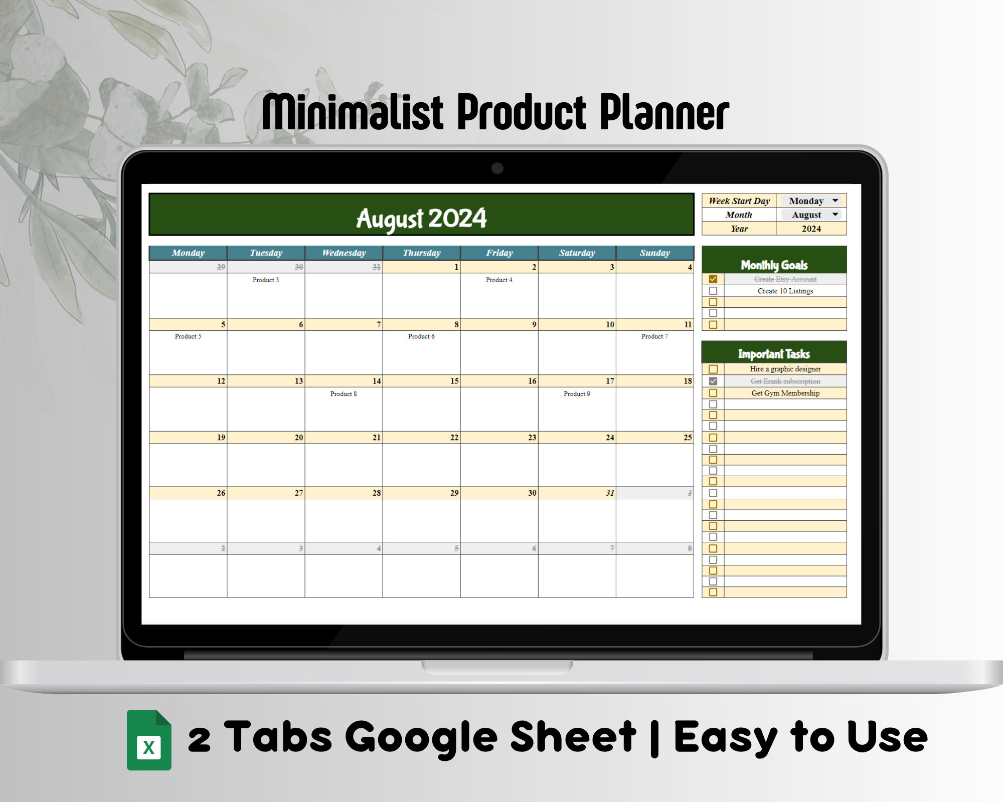 Etsy Digital Product Template, Digital Seller Product Plan Google Sheet ...