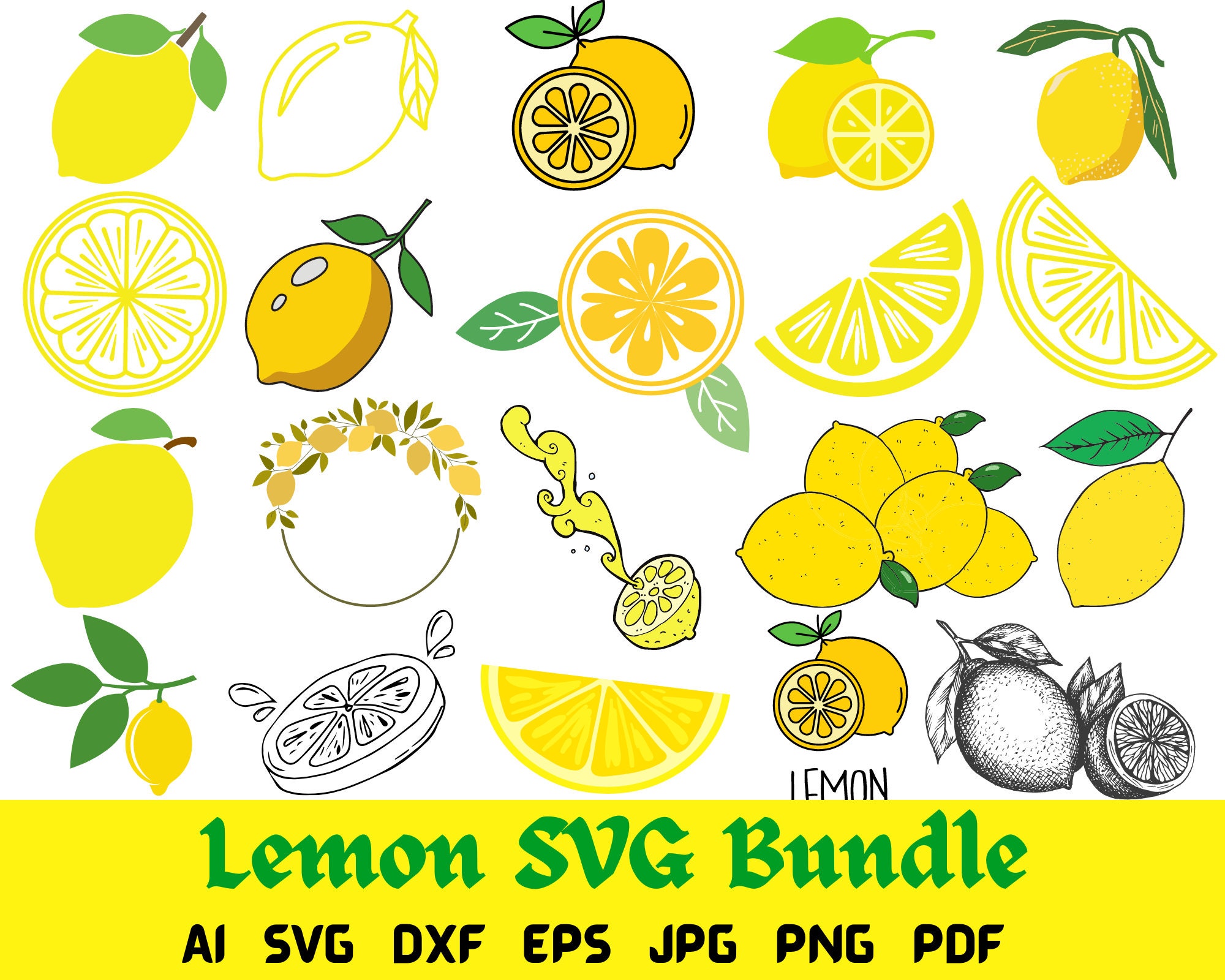 Lemon Svg, Lemon Slice Svg, Hello Summer Svg, Lemon Svg Bundle, Lemon ...