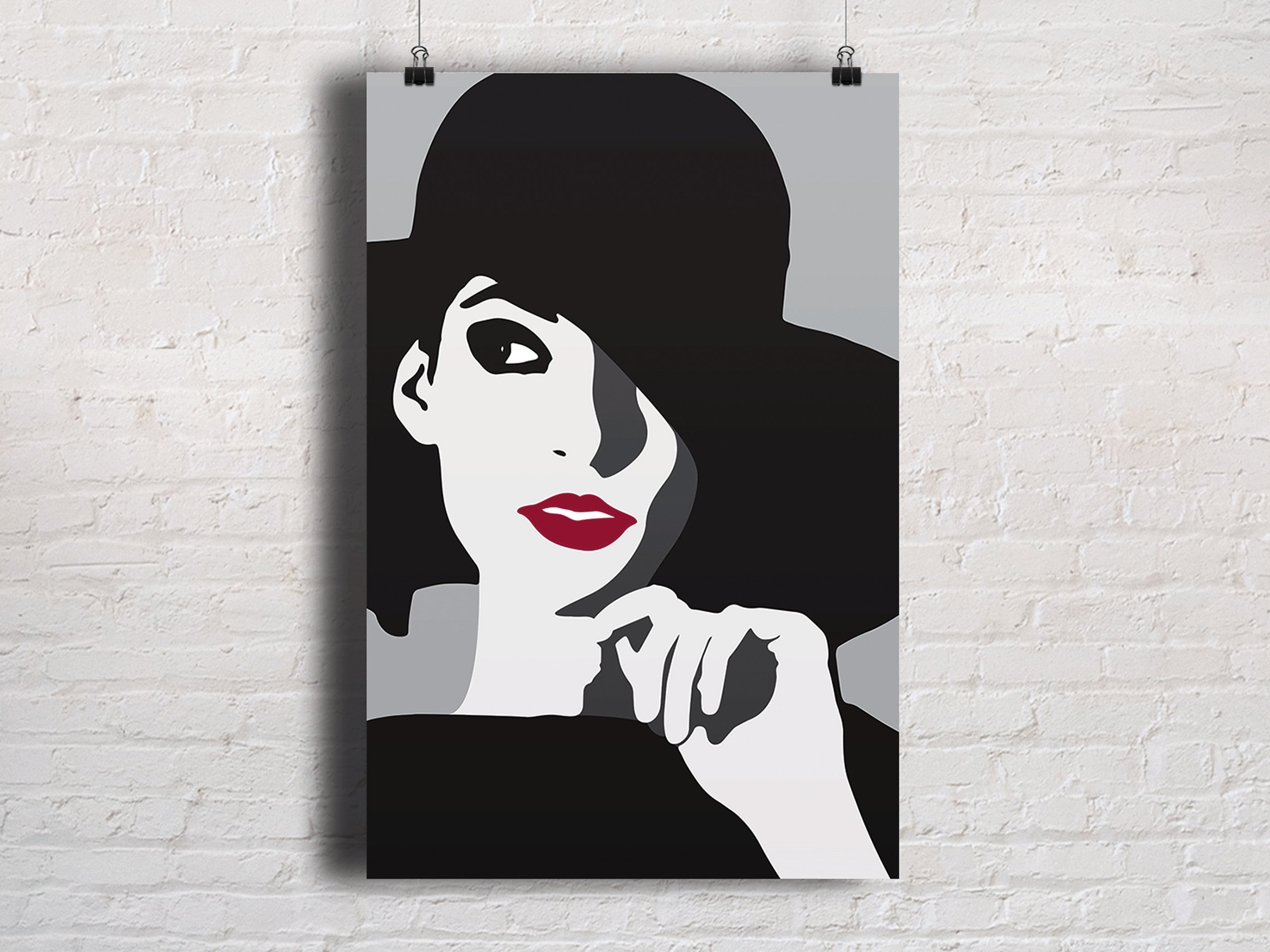 Abstract Woman Poster, Fashion Girl Wall Art, Stylish Lady Decor, Black ...