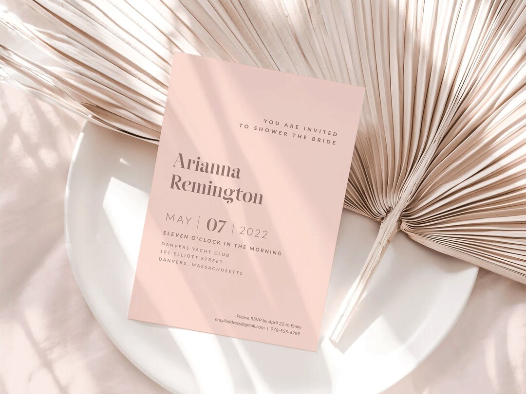 Minimal Bridal Shower Printable Invitation, Simple Wedding Shower ...