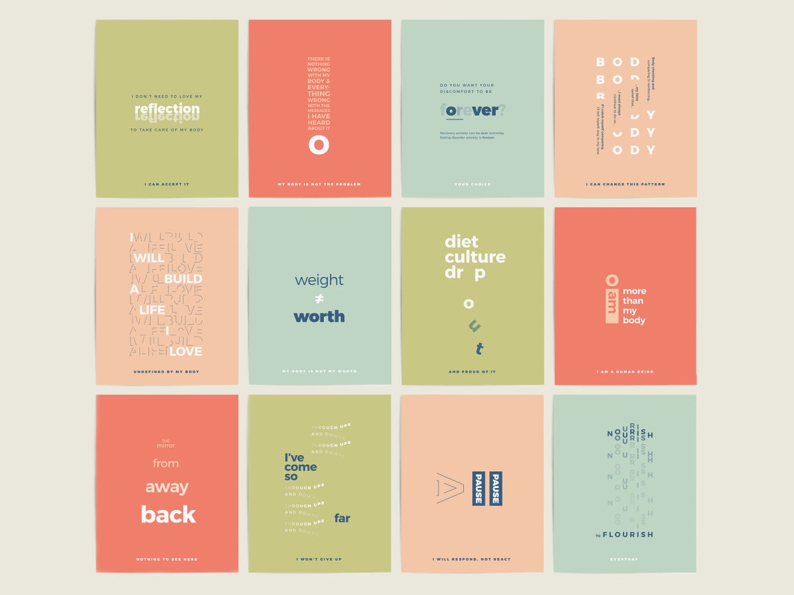 Printable Eating Disorder Recovery Affirmation Cards, Disordered Eating ...