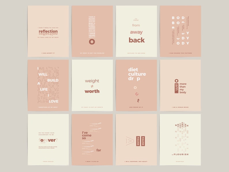 Printable Eating Disorder Recovery Affirmation Cards, Disordered Eating ...