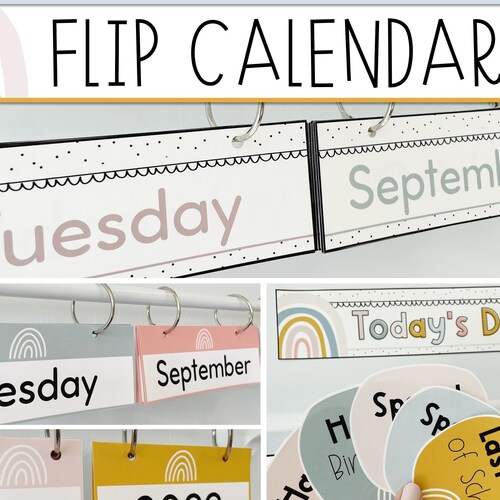 Flip Calendar Boho Rainbow Classroom Decor Classroom - Etsy