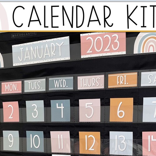 Classroom Calendar Boho Rainbow Classroom Decor Editable - Etsy