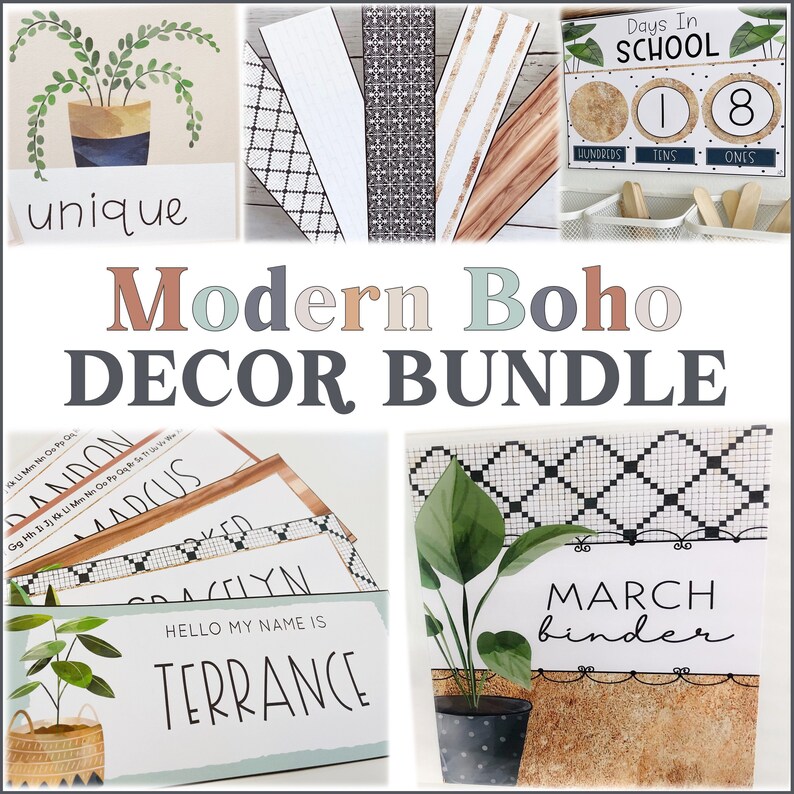 Modern Boho Classroom Decor Bundle Editable Classroom Decor - Etsy