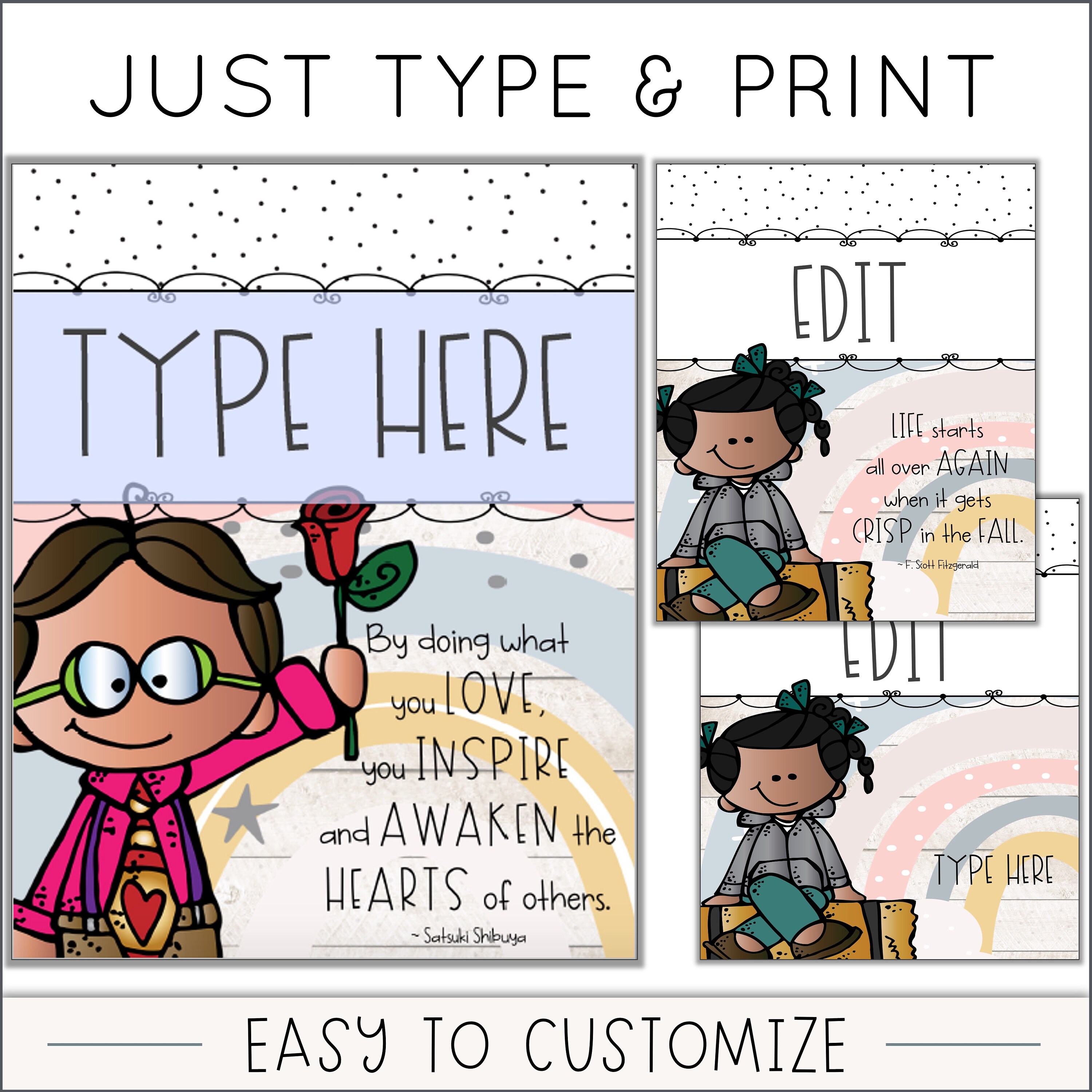 Boho Rainbow Binder Covers and Spines Editable Teacher Binder Covers ...