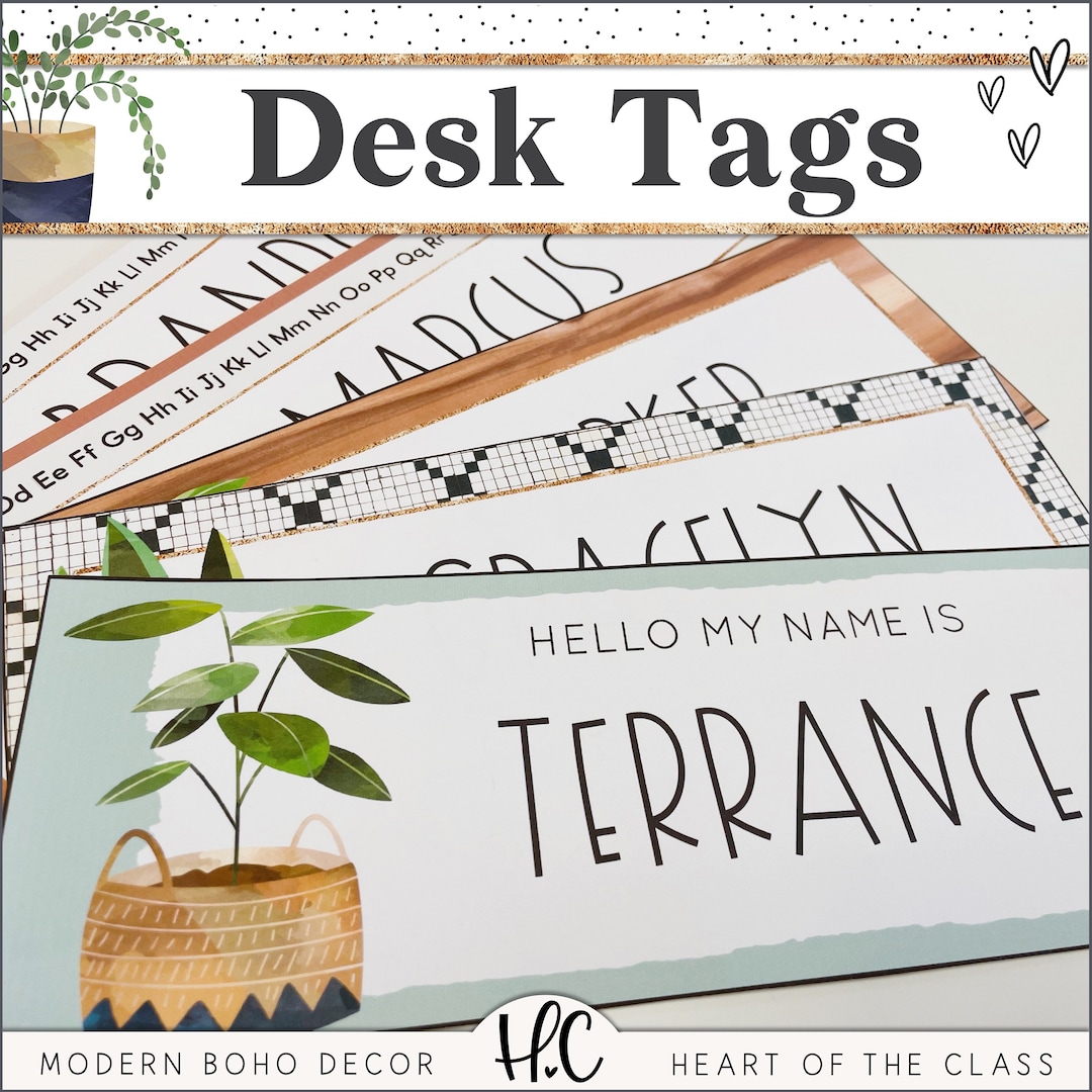 Boho Desk Name Tags | Editable Classroom Student Name Tags | Boho ...
