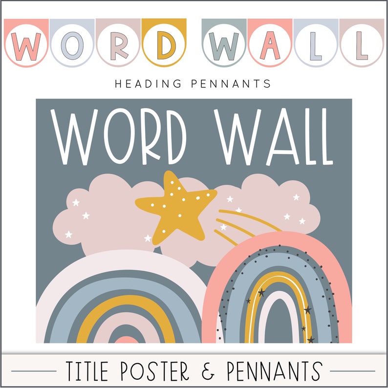 Boho Rainbow Classroom Word Wall Editable Word Wall Sight - Etsy