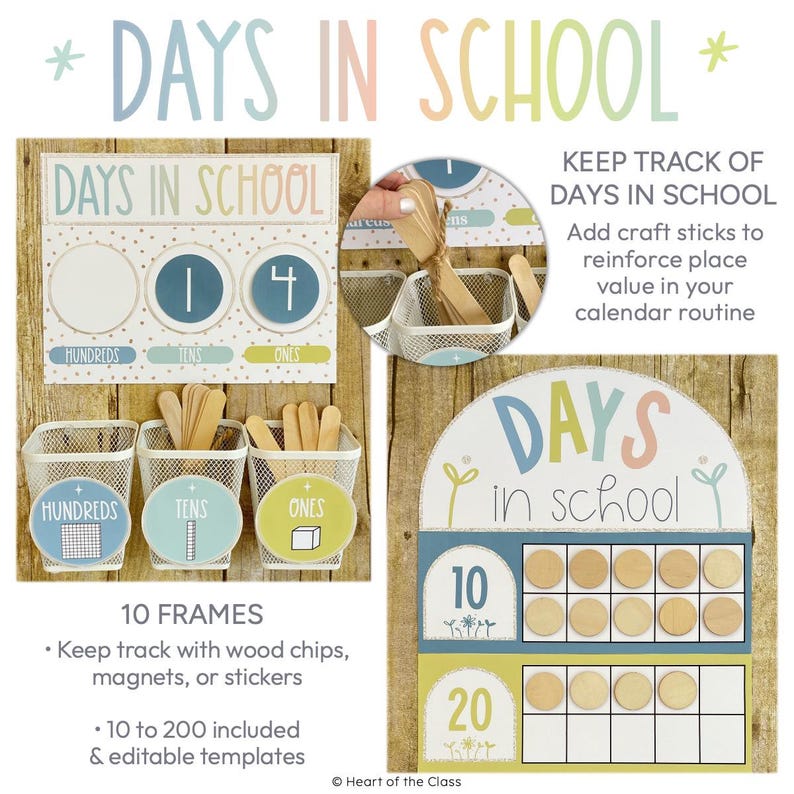 Hello Calm Classroom Calendar, Weather, and Days in School Bulletin ...