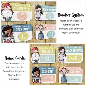 Hello Calm Classroom Jobs Display With Graphics and Editable Job Titles ...