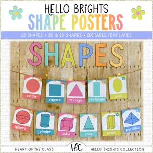 Classroom Shape Posters With 2D and 3D Shapes | Editable Text | Hello ...