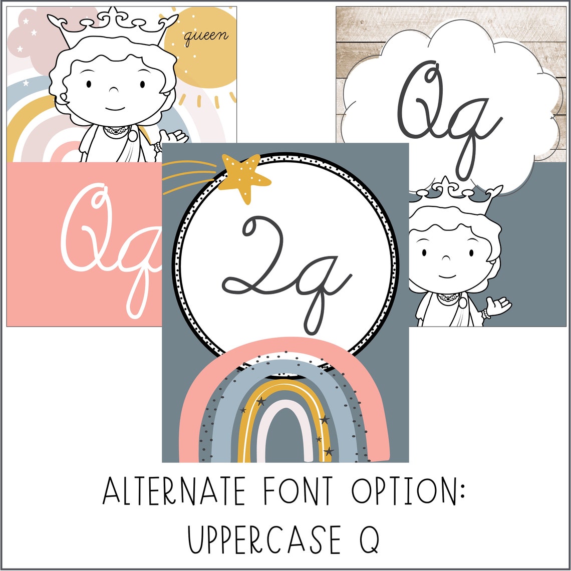 Cursive Alphabet Posters Boho Rainbow Classroom Cursive - Etsy