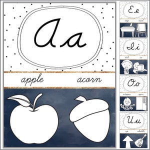 Cursive Alphabet Posters With Graphics Boho Plants Classroom Decor ...