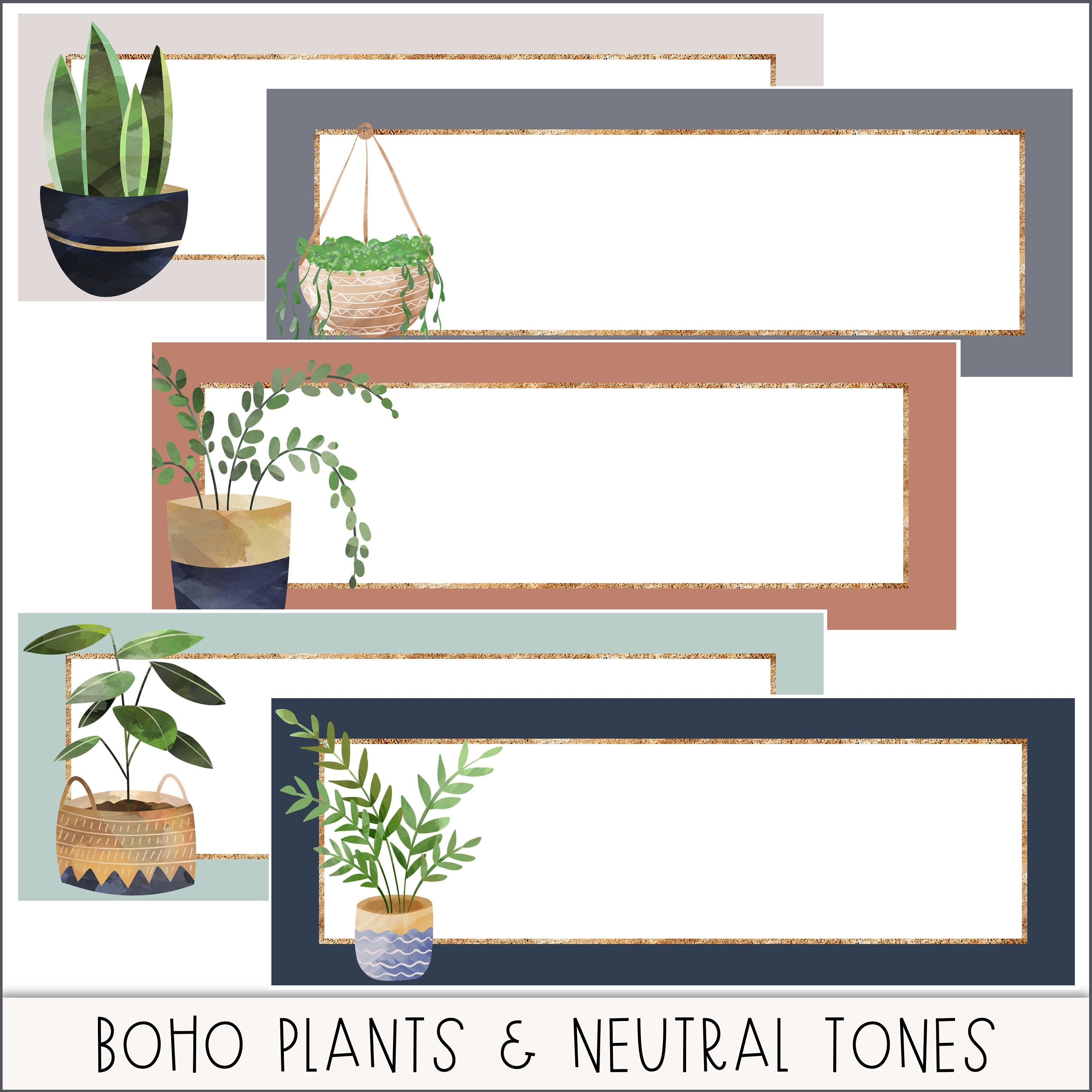 Boho Desk Name Tags Editable Classroom Student Name Tags Boho Plants ...