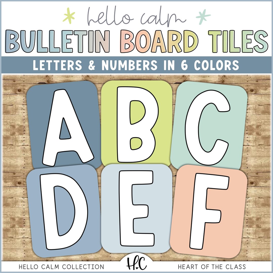 Hello Calm Classroom Bulletin Board Letter and Number Tiles | Editable ...