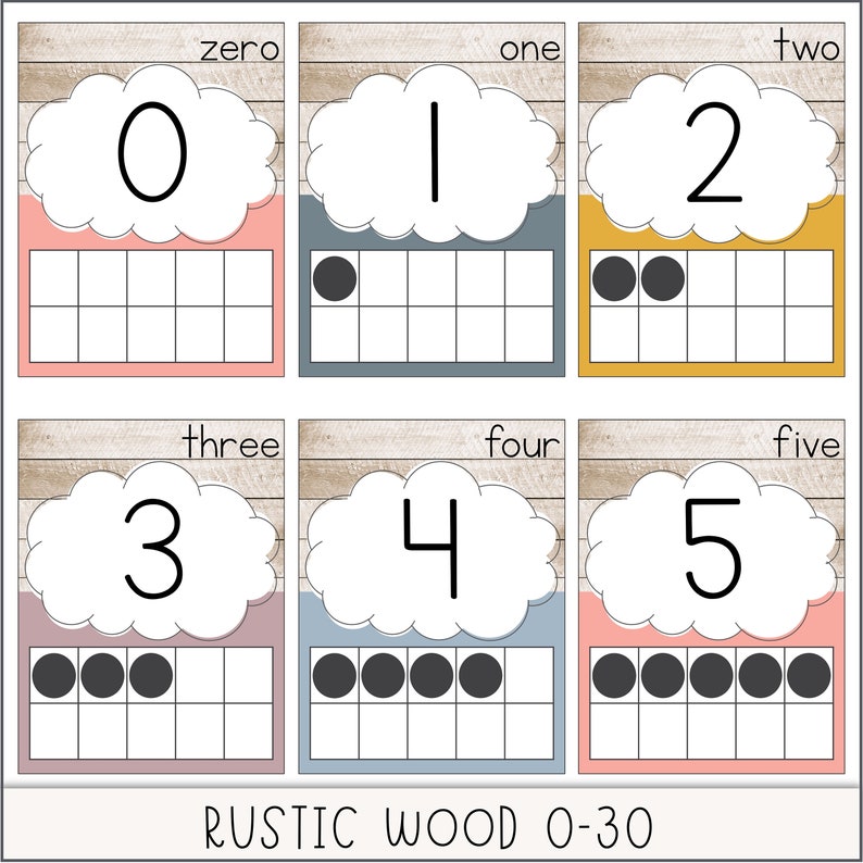 Boho Rainbow Number Posters Ten Frames Posters Classroom - Etsy