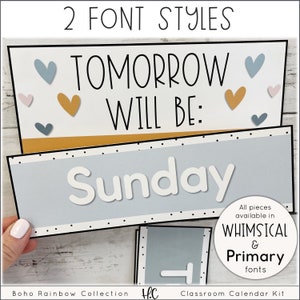 Classroom Calendar | Boho Rainbow Classroom Decor | Editable Classroom ...