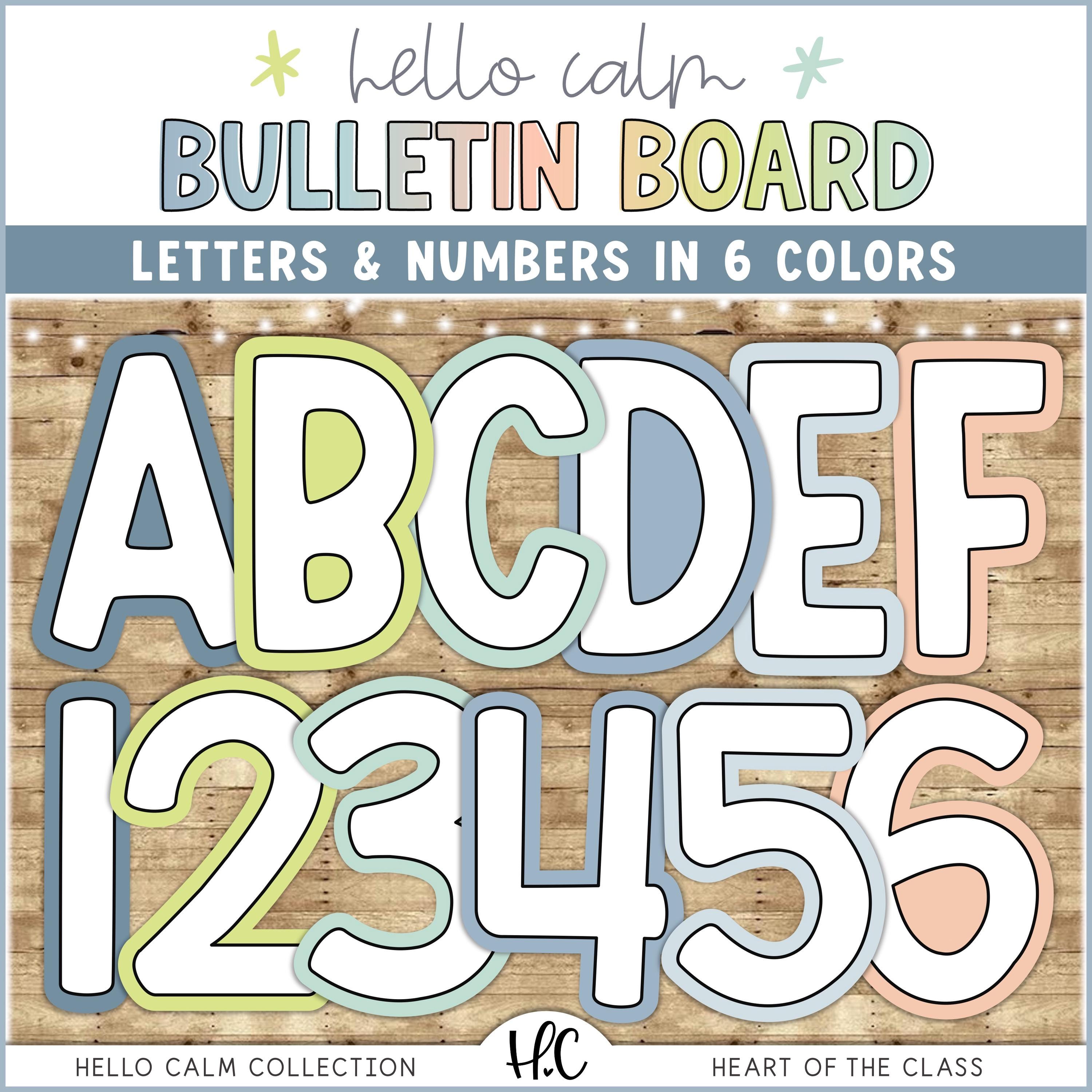 Hello Calm Classroom Bulletin Board Letters and Numbers | Editable ...