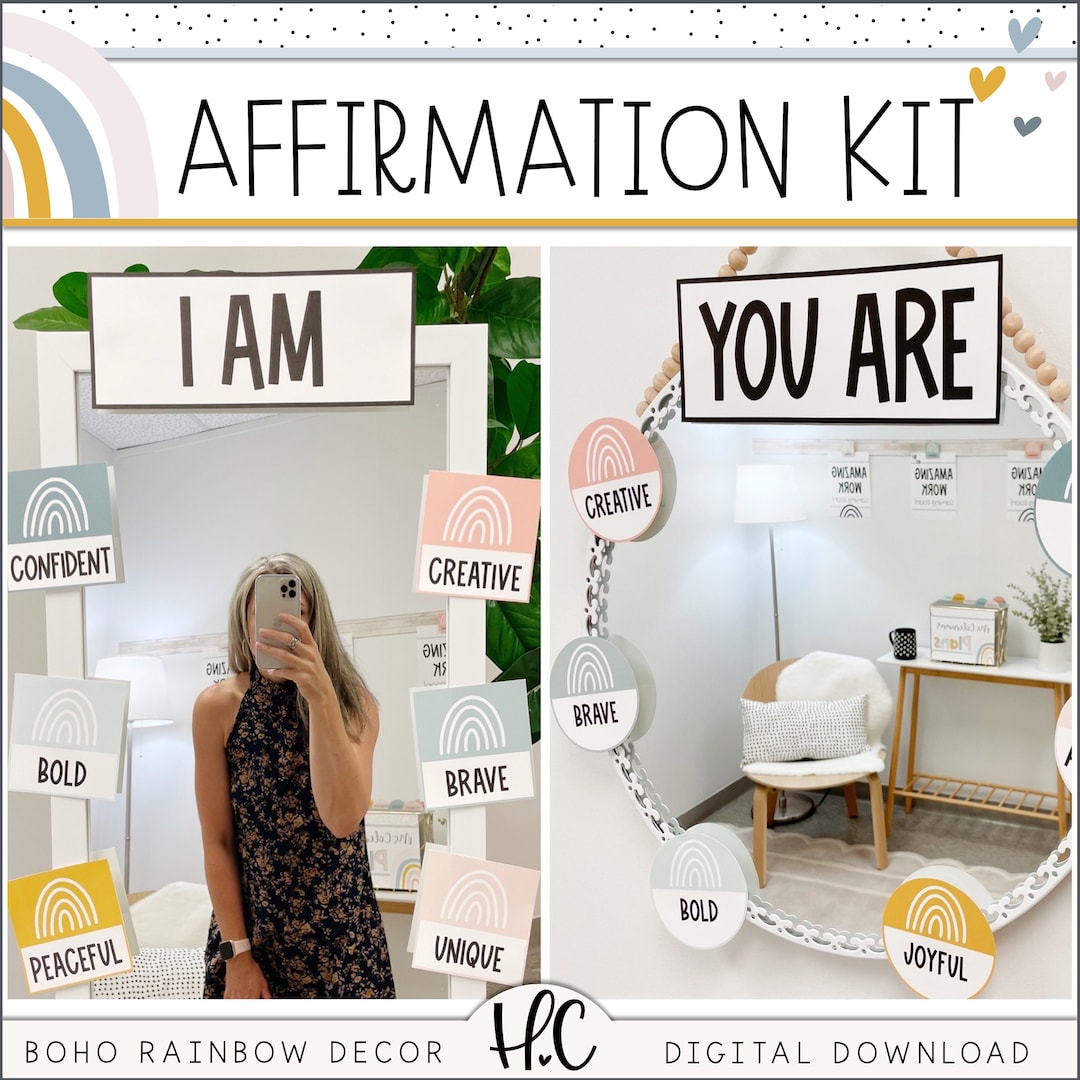 Affirmation Station Boho Rainbow Classroom Decor - Etsy