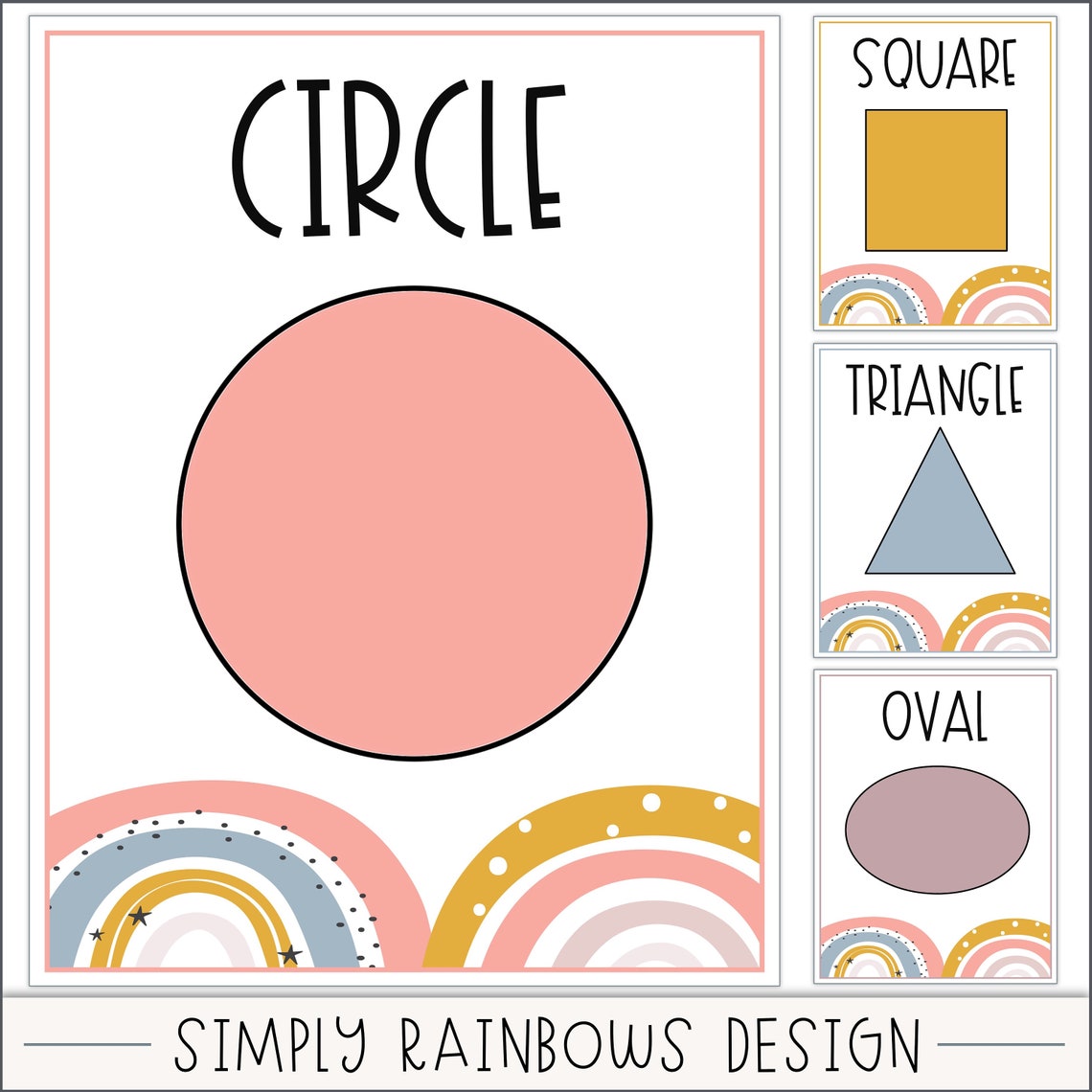 Shape Posters 2d And 3d Shape Posters Boho Rainbow Etsy Australia