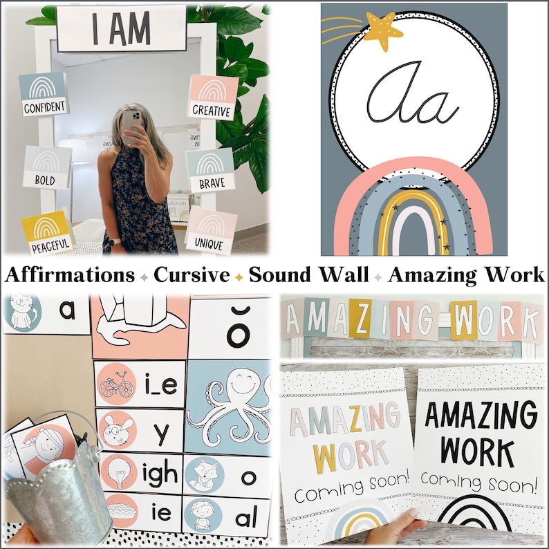 Boho Rainbow Classroom Decor Bundle Modern Classroom Decor - Etsy