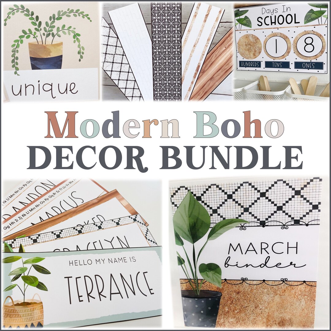 Modern Boho Classroom Decor Bundle | Editable Classroom Decor Bundle ...