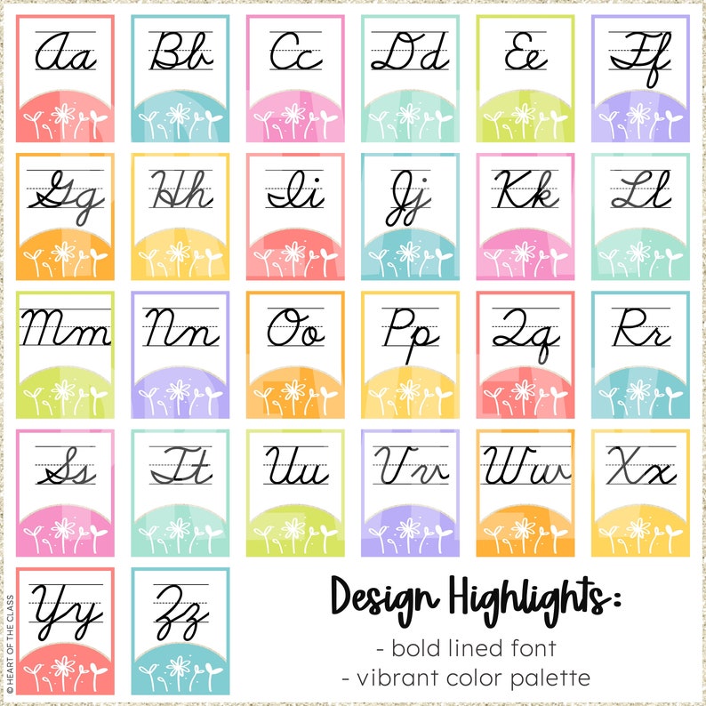 Classroom Cursive Alphabet Posters Hello Brights Classroom Decor ...