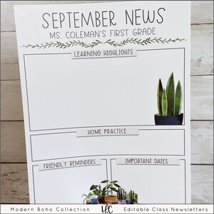 Classroom Newsletters | Boho Plants Classroom Decor | Editable ...